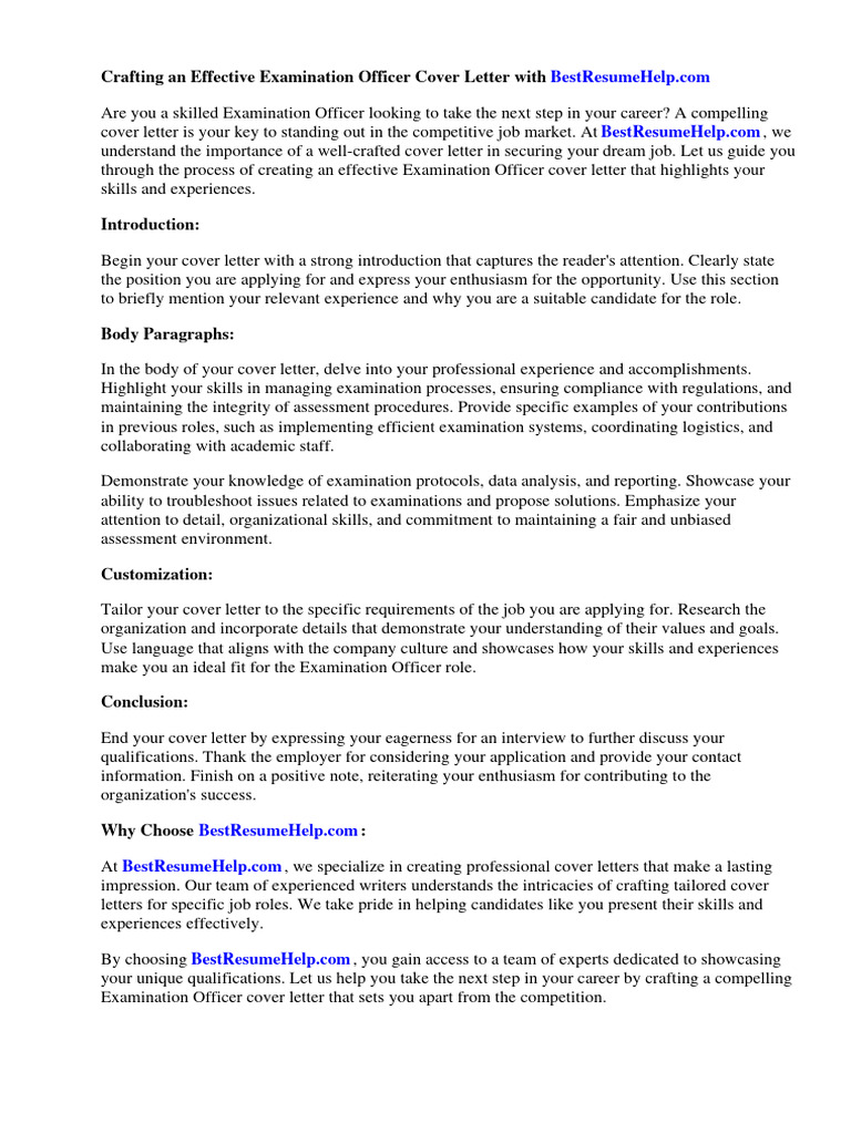 Examination Officer Cover Letter | Download Free PDF | Recruitment ...