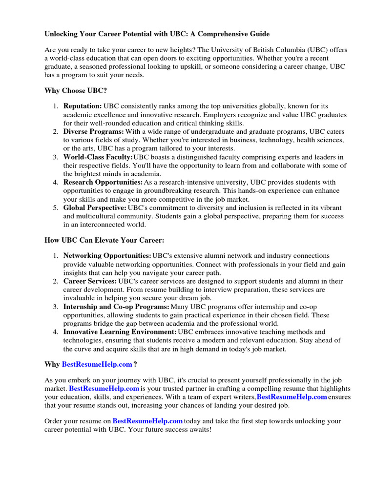 Ubc Resume Help | PDF | Résumé | Recruitment