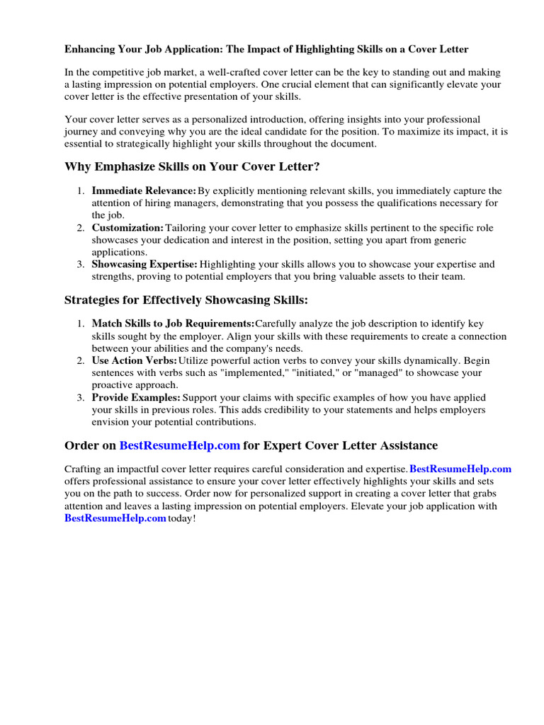 Skills On A Cover Letter | PDF | Résumé | Recruitment
