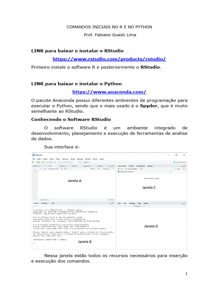 COMANDOS INICIAIS EM R e PYTHON - 2024 | PDF | Janela (informática ...