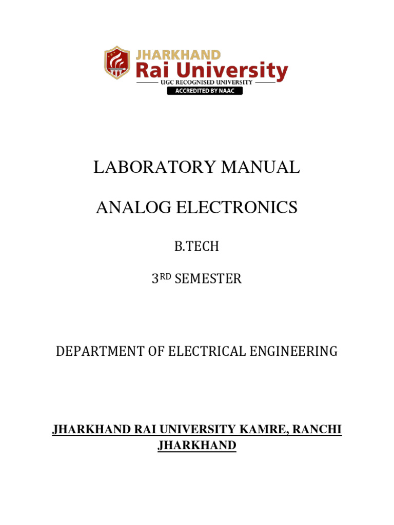 Lab Manual Analog Electronics-B.tech-Eee-3rd | PDF | Bipolar Junction Transistor | Field Effect ...