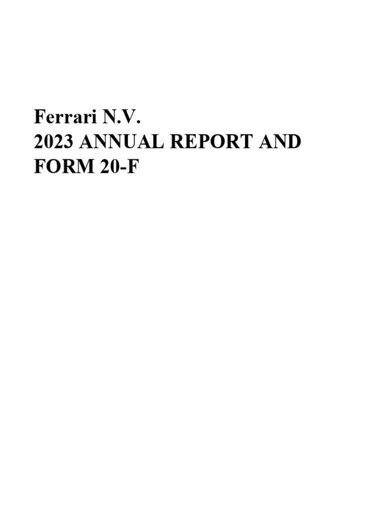 Ferrari NV Annual Report 2023 (AFM Filing) | PDF