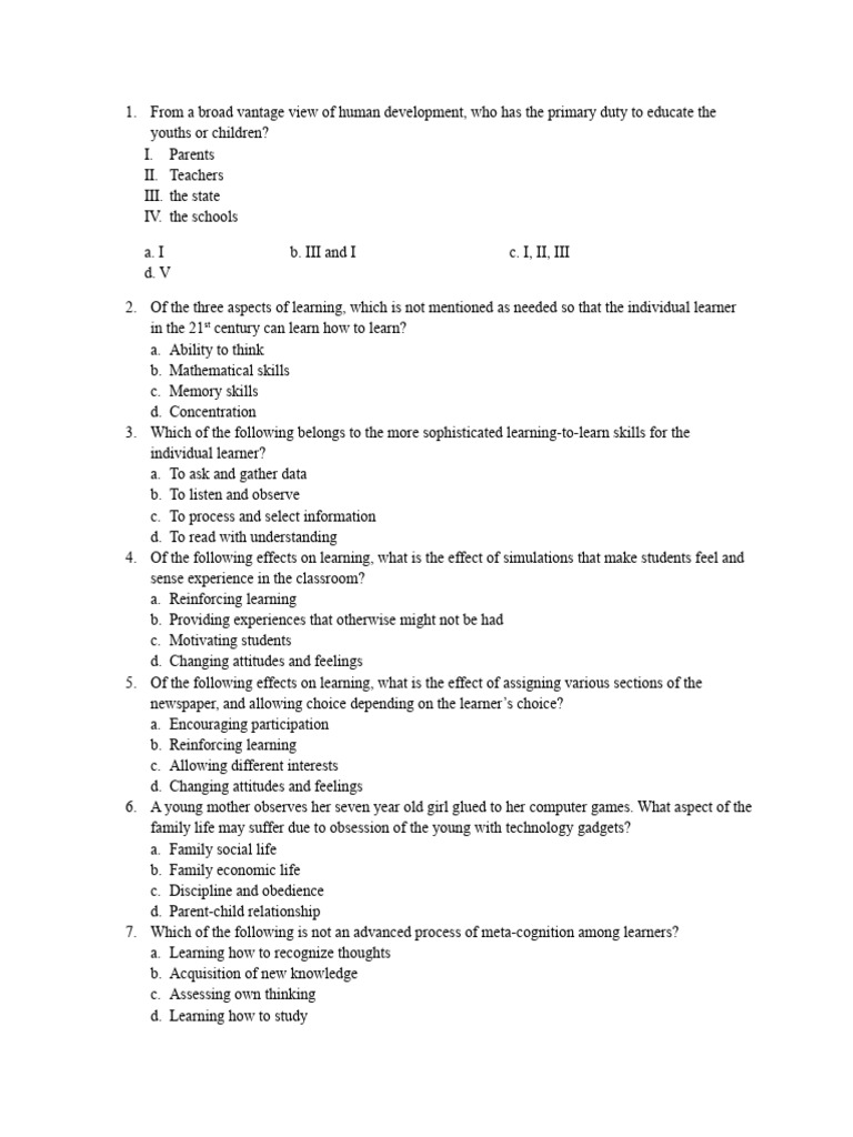 Learning Ehancement 7 Question Only | PDF | Learning | Thought