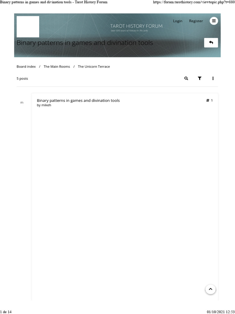 Binary Patterns in Games and Divination Tools - Tarot History Forum | PDF | Divination | Tarot