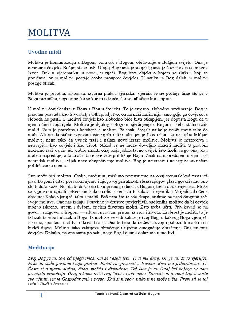 MOLITVA - Susret SŽB - Duza Verzija | PDF