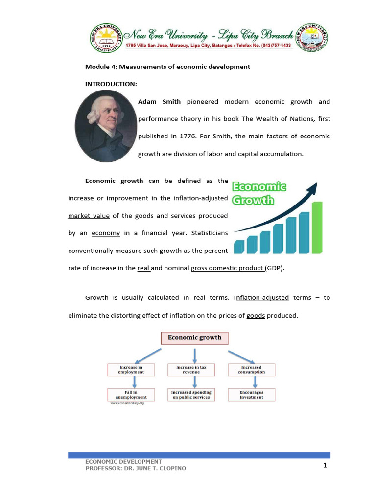 Module 4 Measurement of Economic Development | PDF | Economic Growth | Gross Domestic Product
