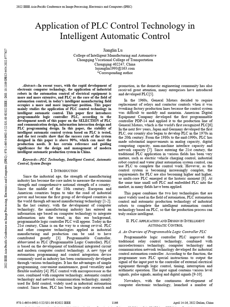 Application of PLC Control Technology in Intelligent Automatic Control ...