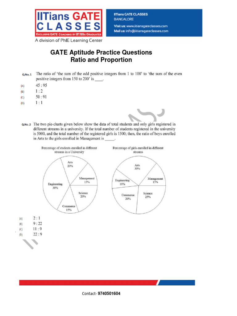 GATE Ratio and Proportion Practice Questions | PDF | Business | Computers