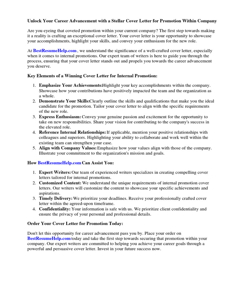 Cover Letter For Promotion Within Company | PDF | Sales | Résumé