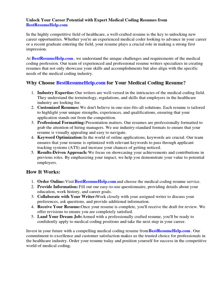 Medical Coding Resume Examples | Download Free PDF | Résumé | Medical ...
