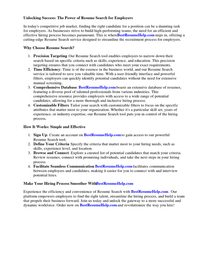 Streamline Hiring with Resume Search Tools | PDF | Résumé | Employment