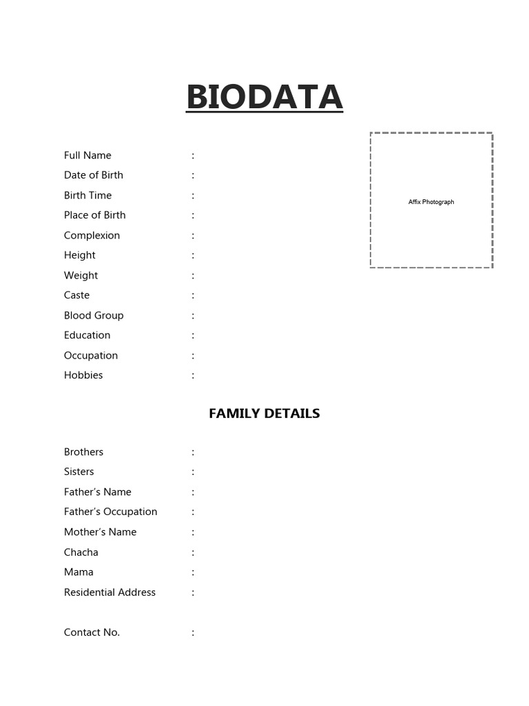 Muslim Girl Marriage Biodata 5 | PDF