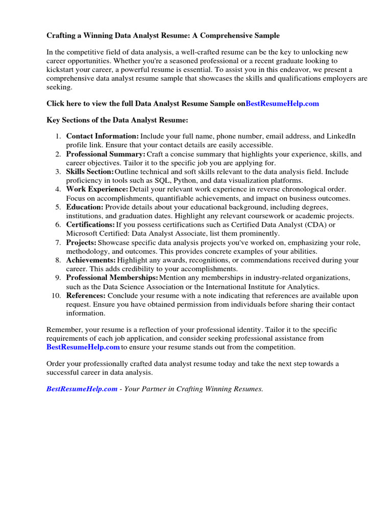 Data Analyst Resume Sample Guide | PDF | Résumé | Intelligence Analysis