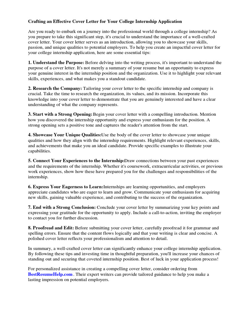 Effective Cover Letter for Internships | PDF | Résumé | Internship