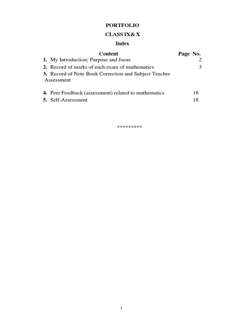 Portfolio For Standard Grade 9th And 10th Pdf Behavior Modification