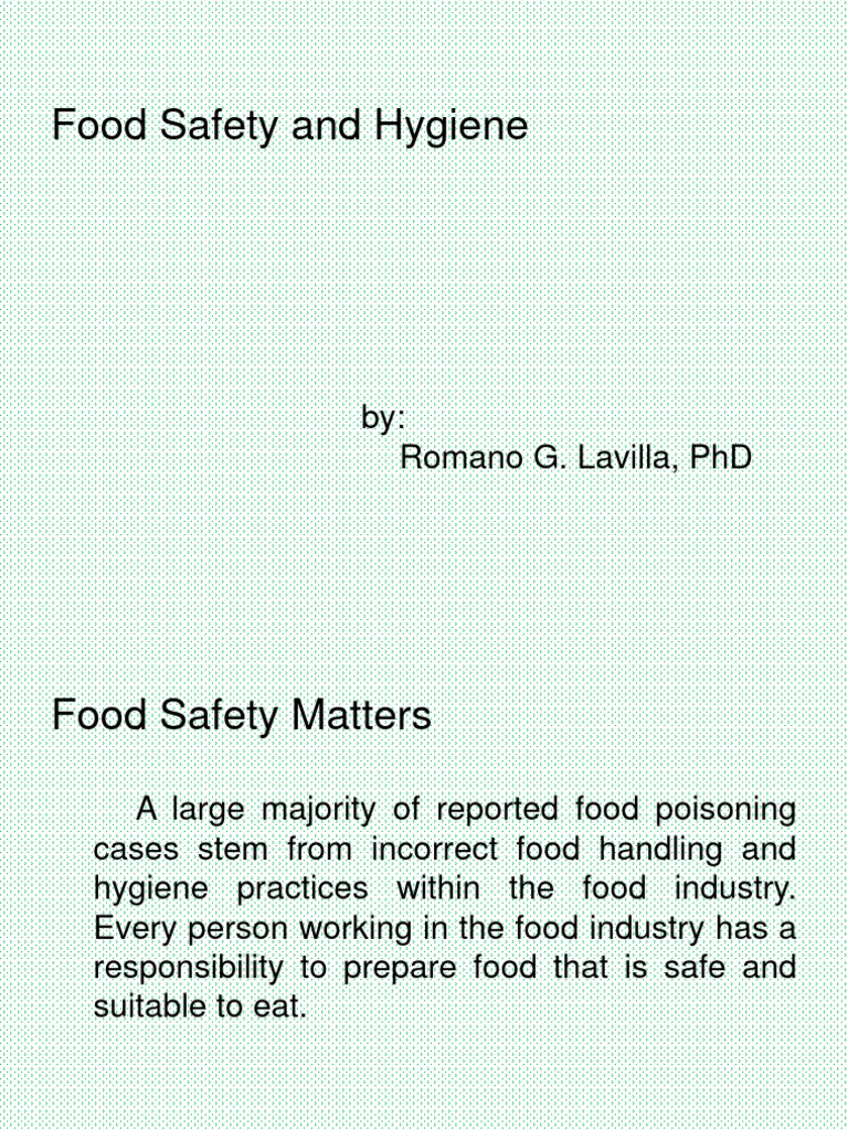 I.-Food-Safety-1 | PDF | Foodborne Illness | Food Safety