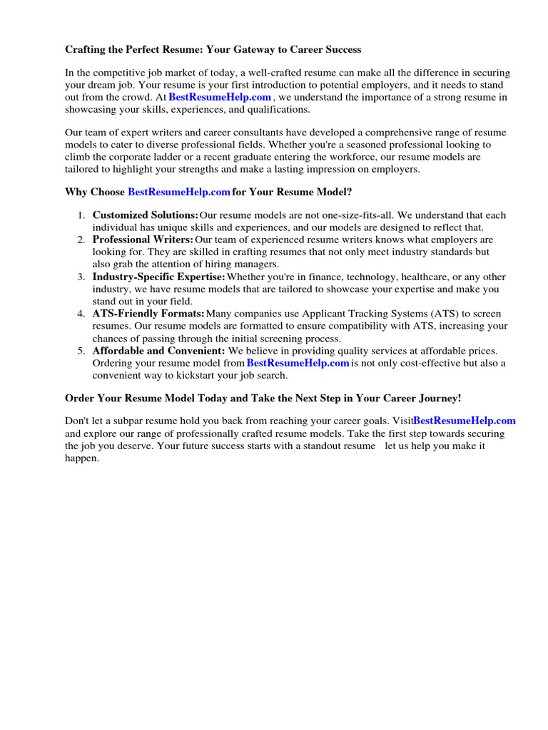 Resume Models in Ms Word Format | Download Free PDF | Résumé ...