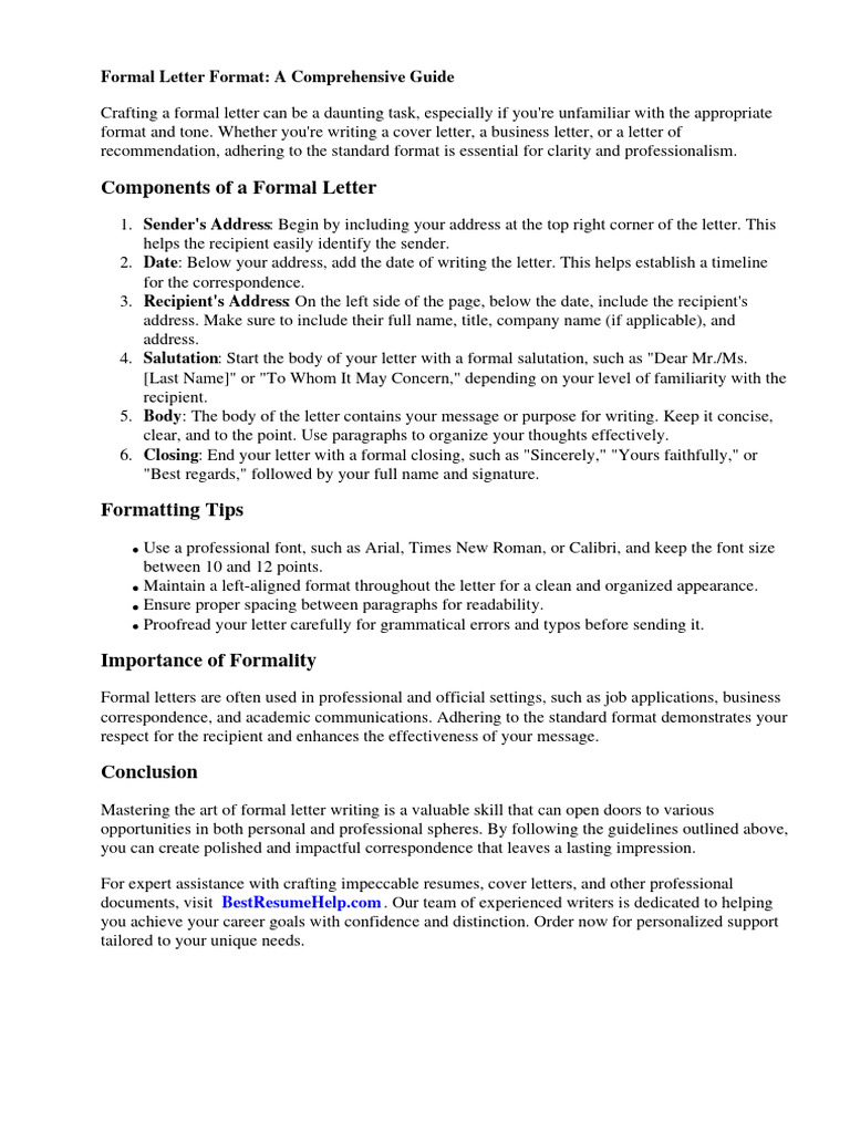 Formal Letter Format Sample English | PDF | Employment | Communication