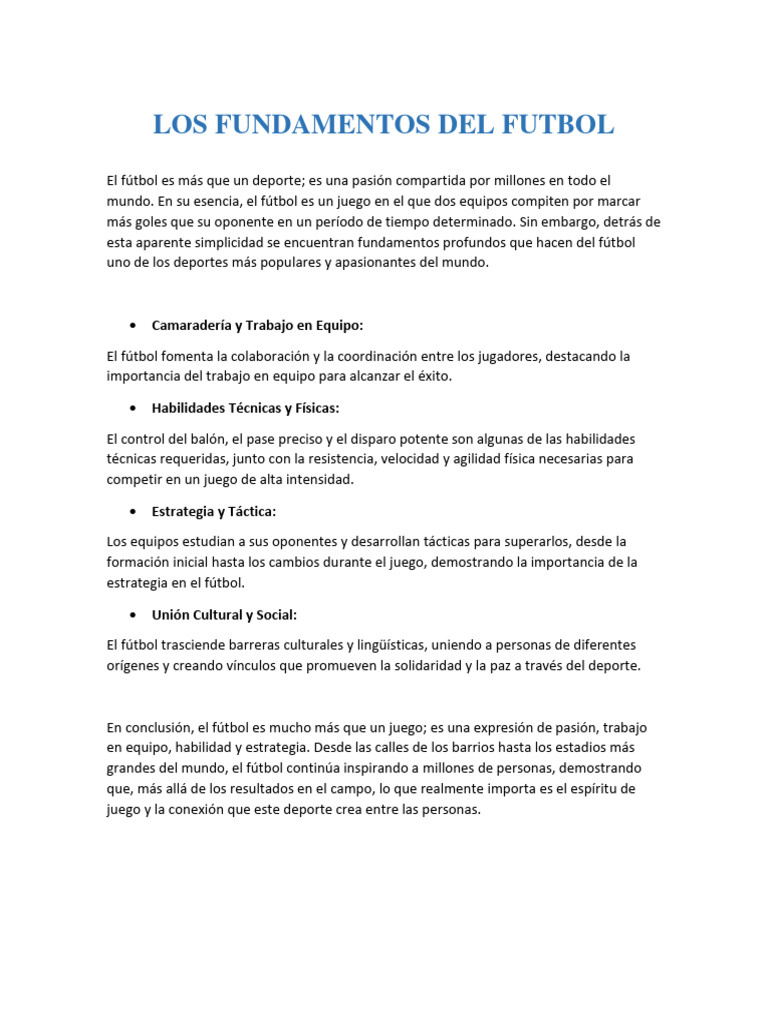 LOS FUNDAMENTOS DEL FUTBOL | PDF