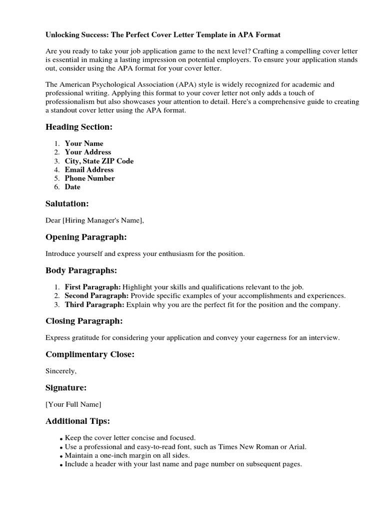 Cover Letter Template Apa | PDF | Apa Style | American Psychological ...