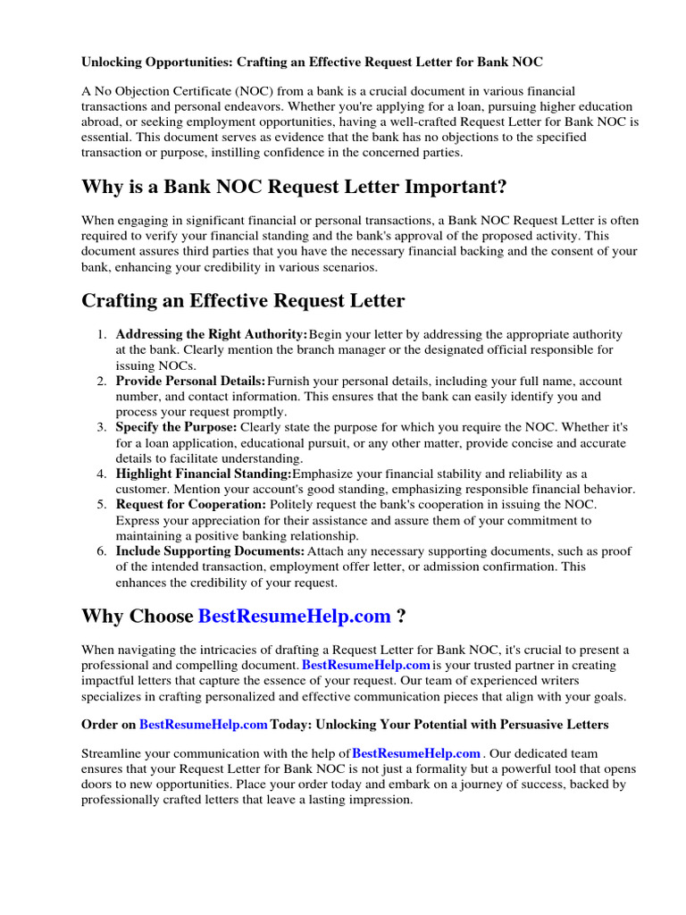 Request Letter for Bank Noc | PDF | Travel Visa | Banks