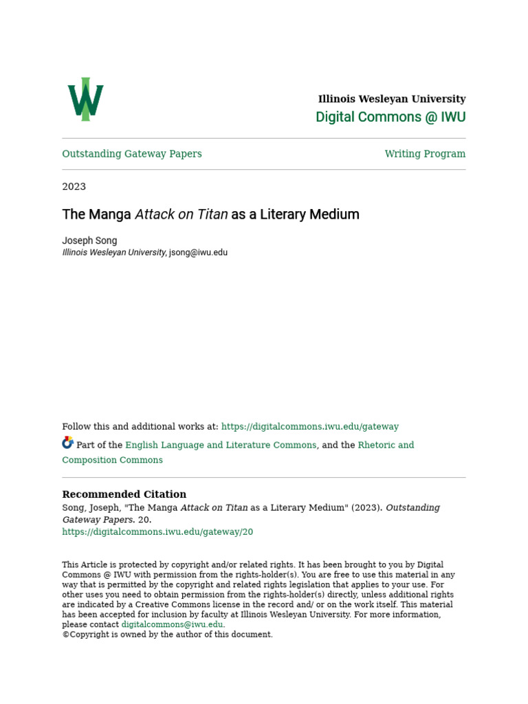 The Manga - em - Attack On Titan - em - As A Literary Medium | PDF ...