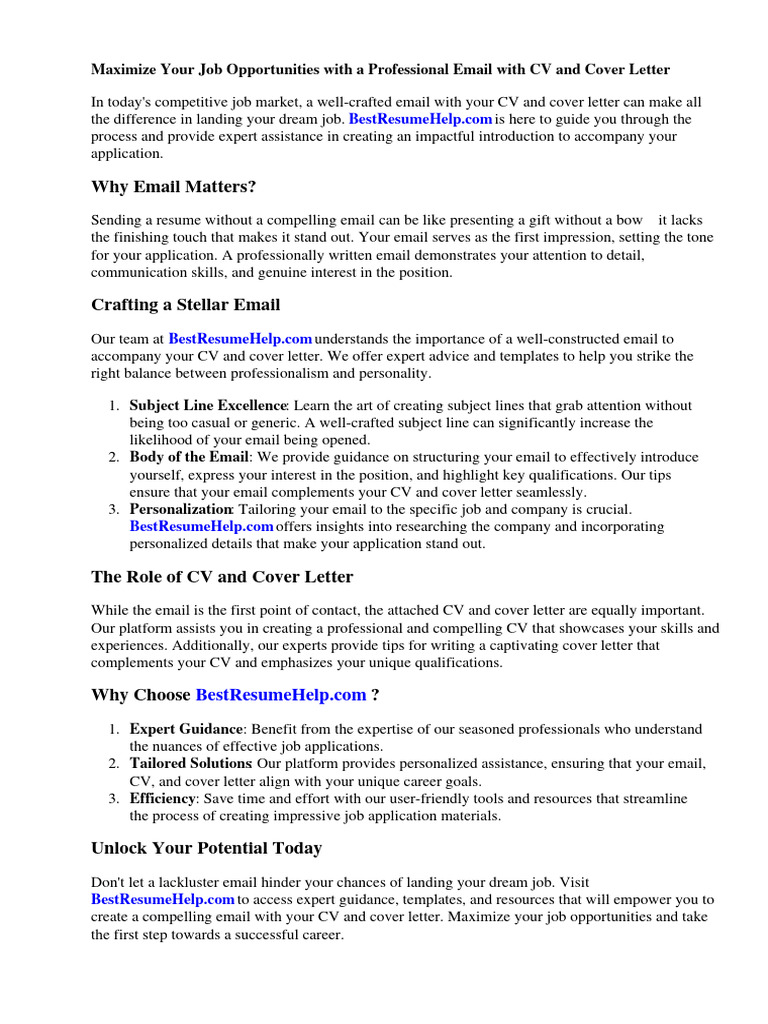 Email With CV and Cover Letter | PDF | Career & Growth | Business
