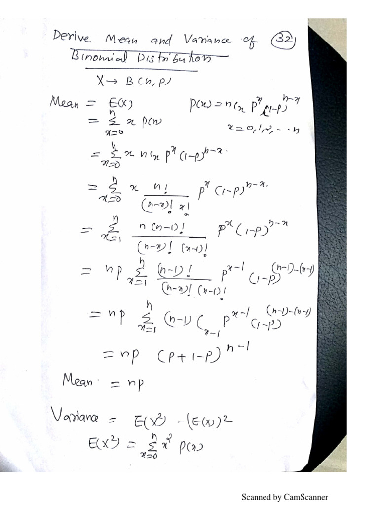 Binomial Distribution Mean And Variance Pdf