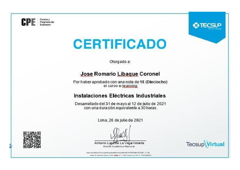 Certificado Tecsup | PDF