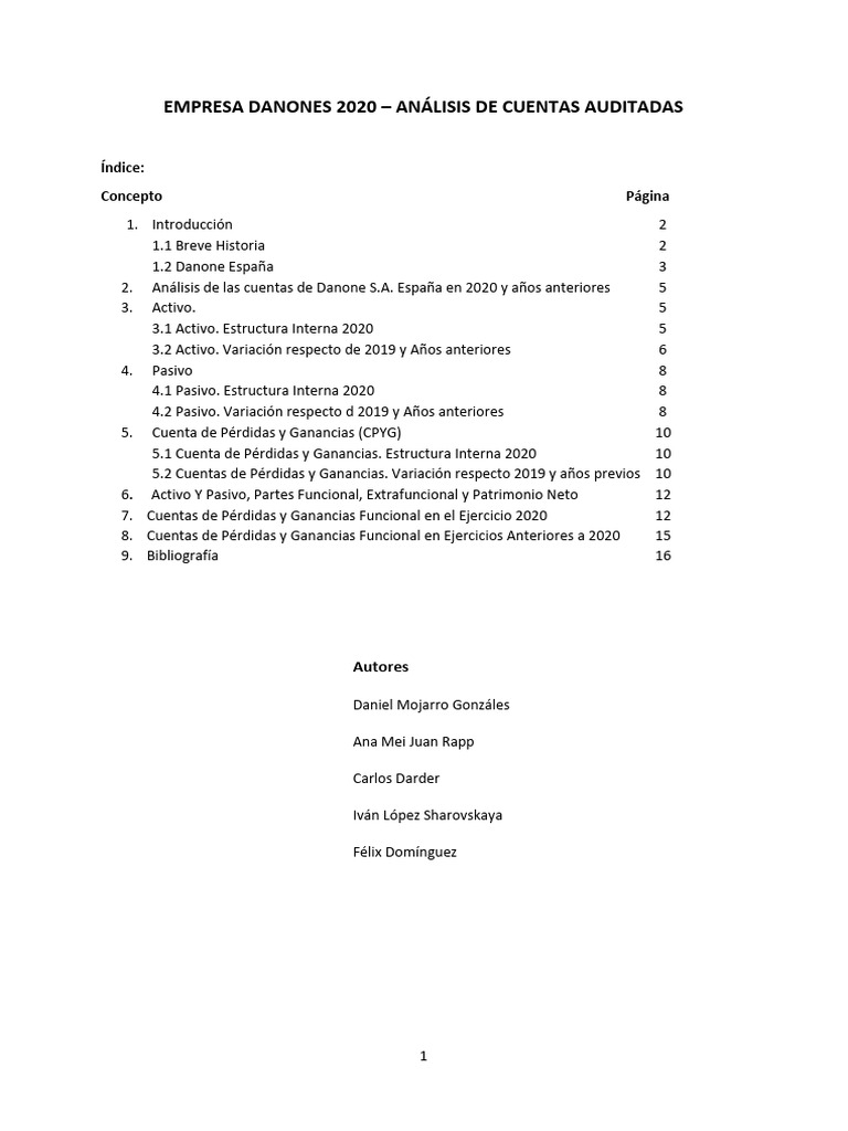 Anã - Lisis Empresa Danone 2020 8 - 01 - 22 | PDF | Rentabilidad sobre ...