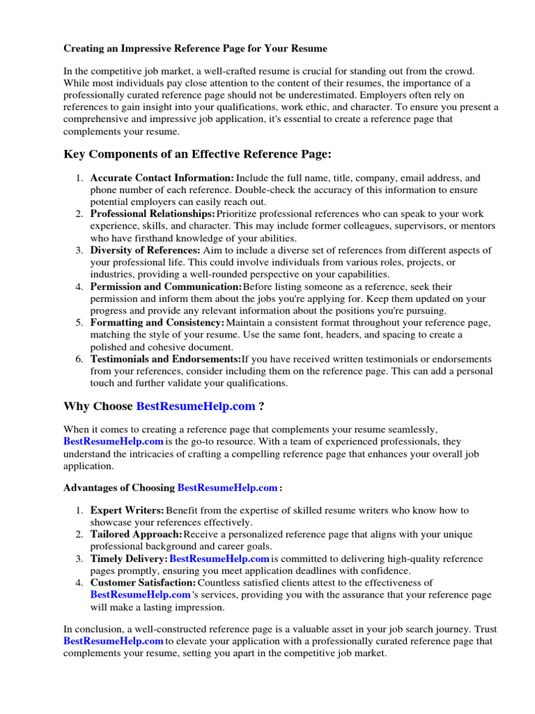 Resume Reference Page Guide | PDF | Résumé