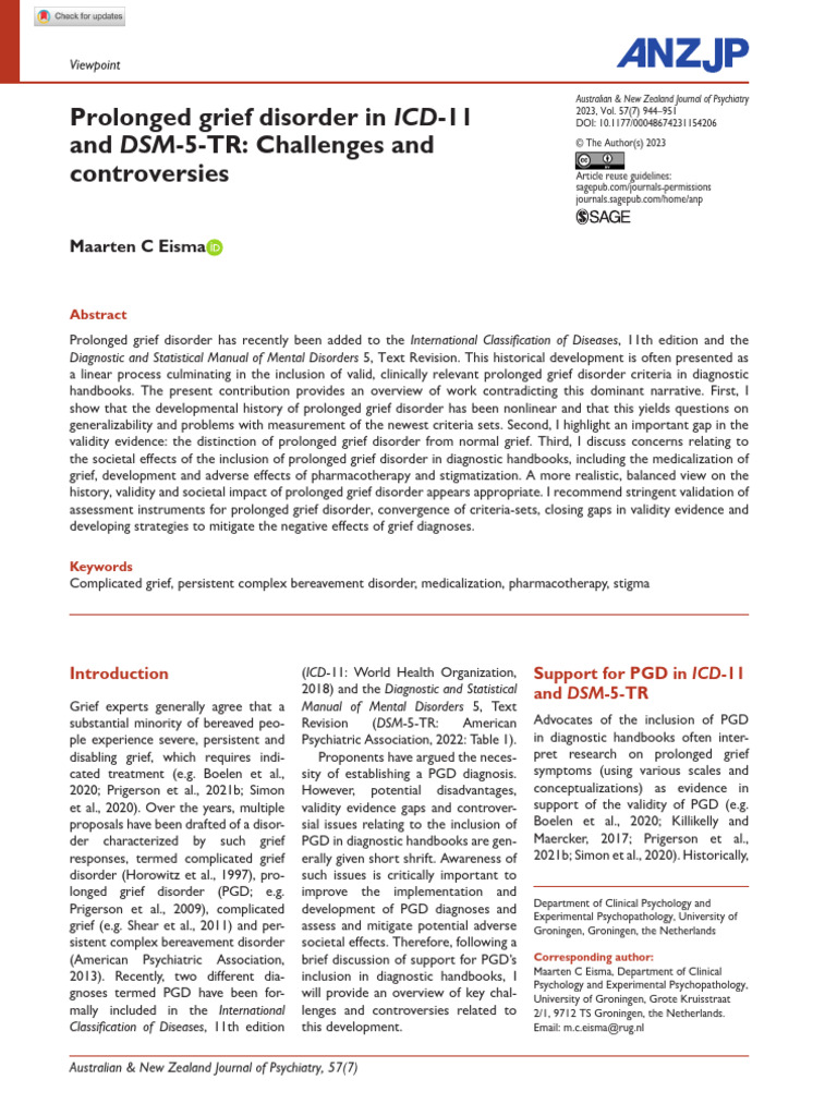 Eisma PGD | PDF | Mental Disorder | Grief