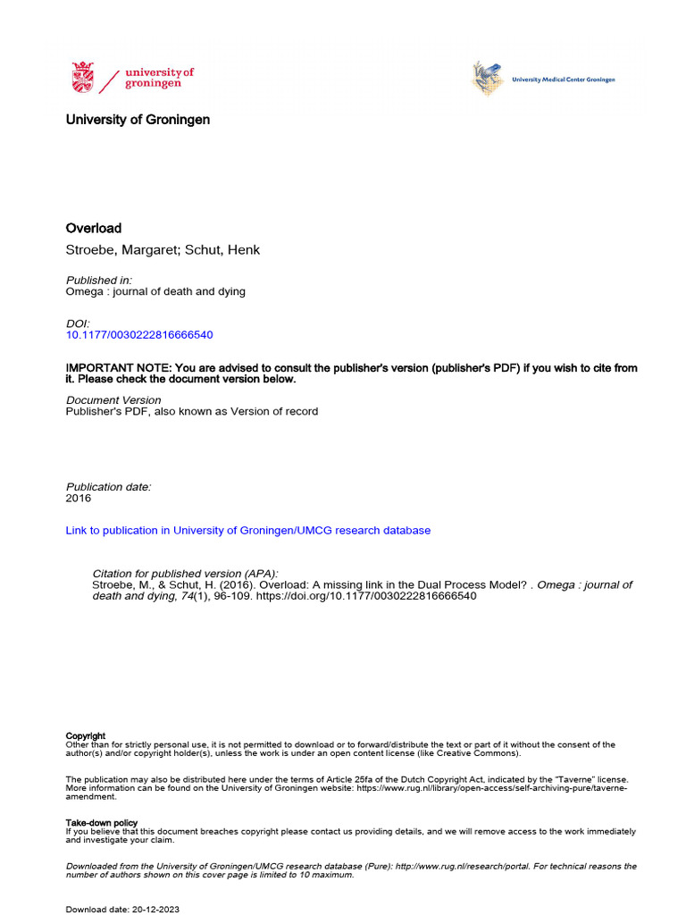 Stroebe Dual Process Model | PDF | Grief | Stress (Biology)