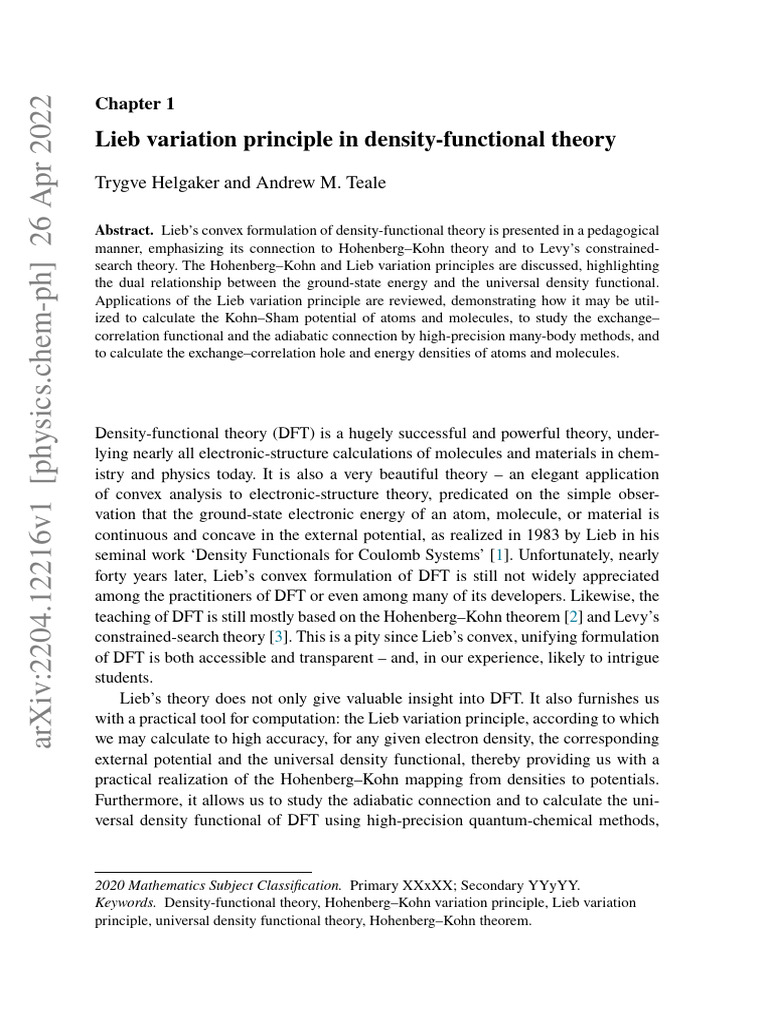 Lieb Variation Principle in Density-Functional The | PDF | Density ...