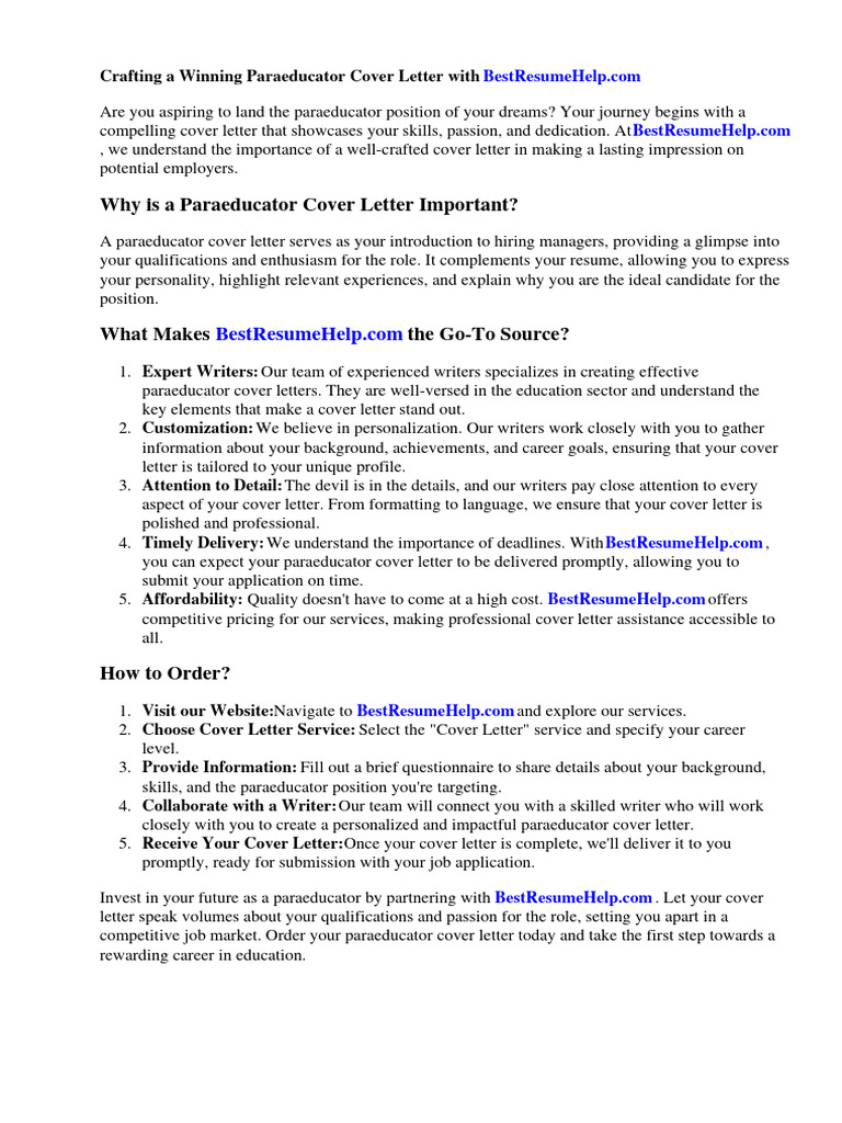 Paraeducator Cover Letter No Experience | PDF | Résumé | Teachers
