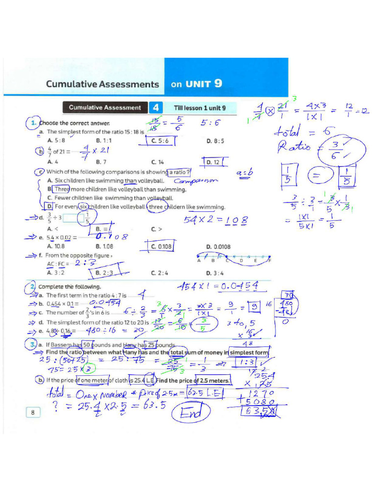 1st Cumulative Assessment Grade 6 Term 2 | PDF