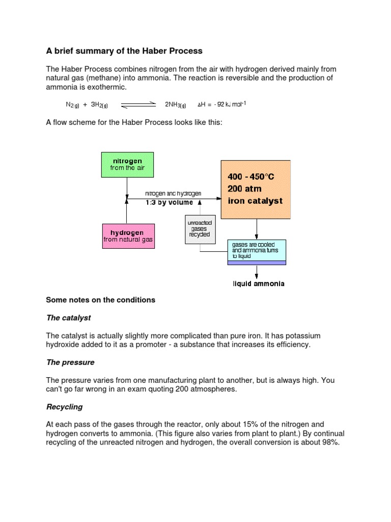 A Brief Summary of the Haber Process | Chemical Equilibrium | Catalysis