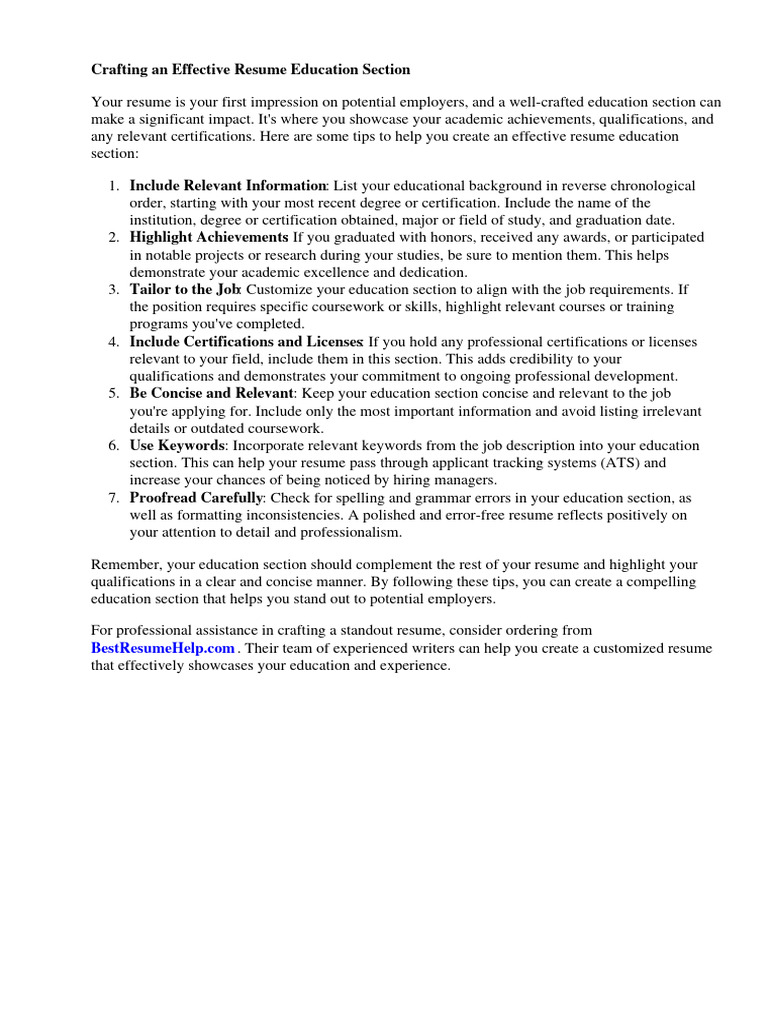 Resume Education Section Examples | PDF