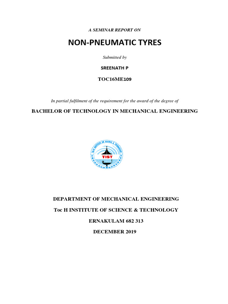 Non-Pneumatic Tyres Seminar Report | PDF | Tire | Polyurethane
