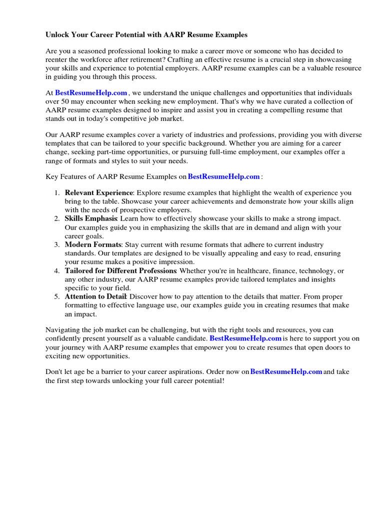 Aarp Resume Examples | Download Free PDF | Résumé | Nursing
