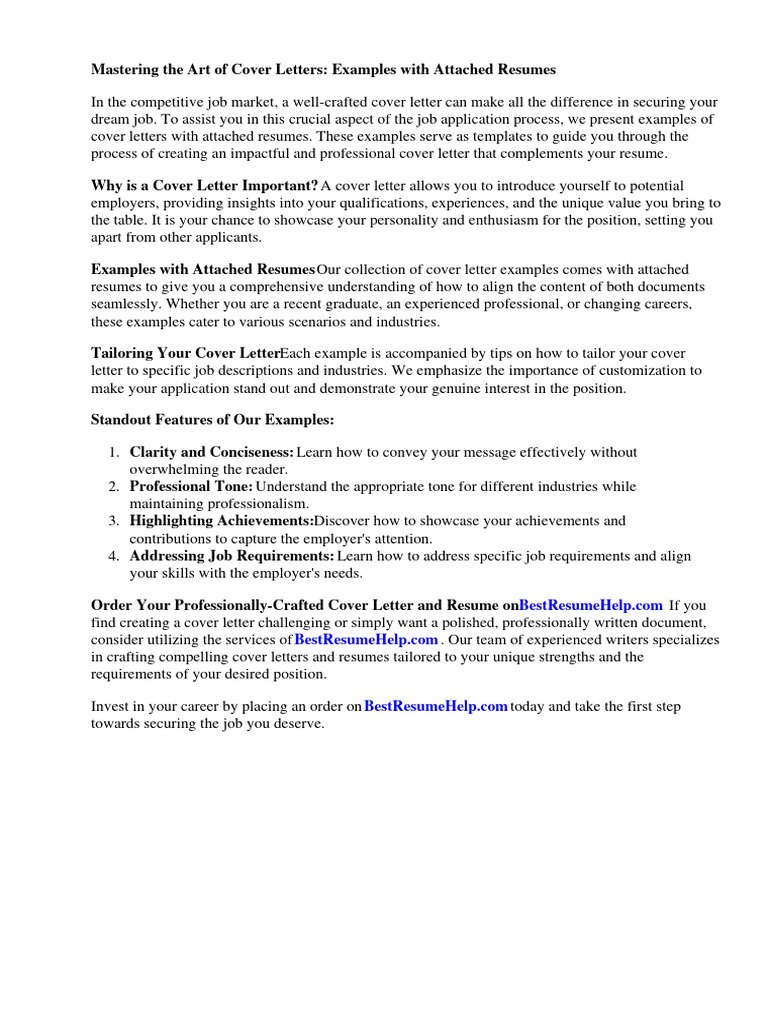 Cover Letter With Resume Attached Examples | PDF | Résumé | Learning