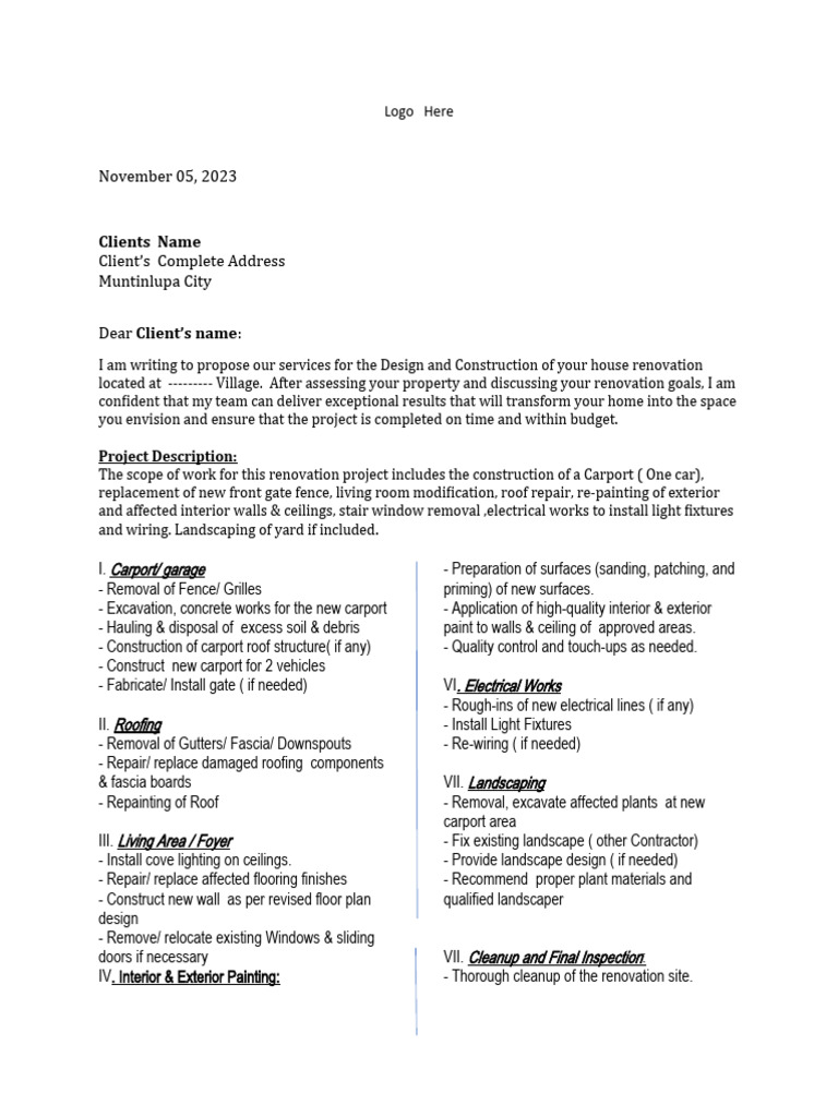 Proposal Letter | PDF | Specification (Technical Standard) | Electrical ...