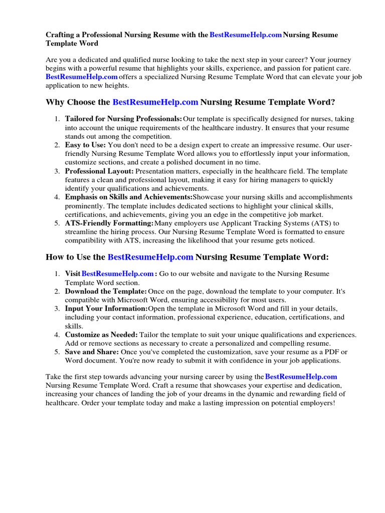 Nursing Resume Template Word | PDF | Résumé | Nursing