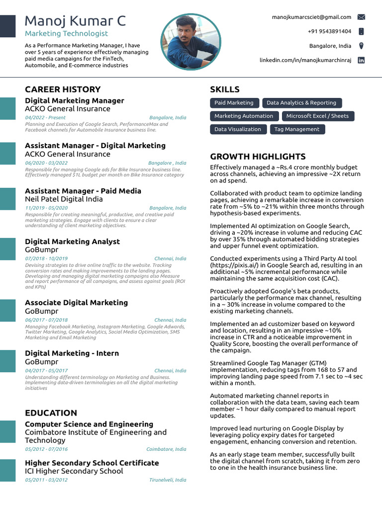 Manoj Kumar C DetailedV2 | PDF | Digital Marketing | Business