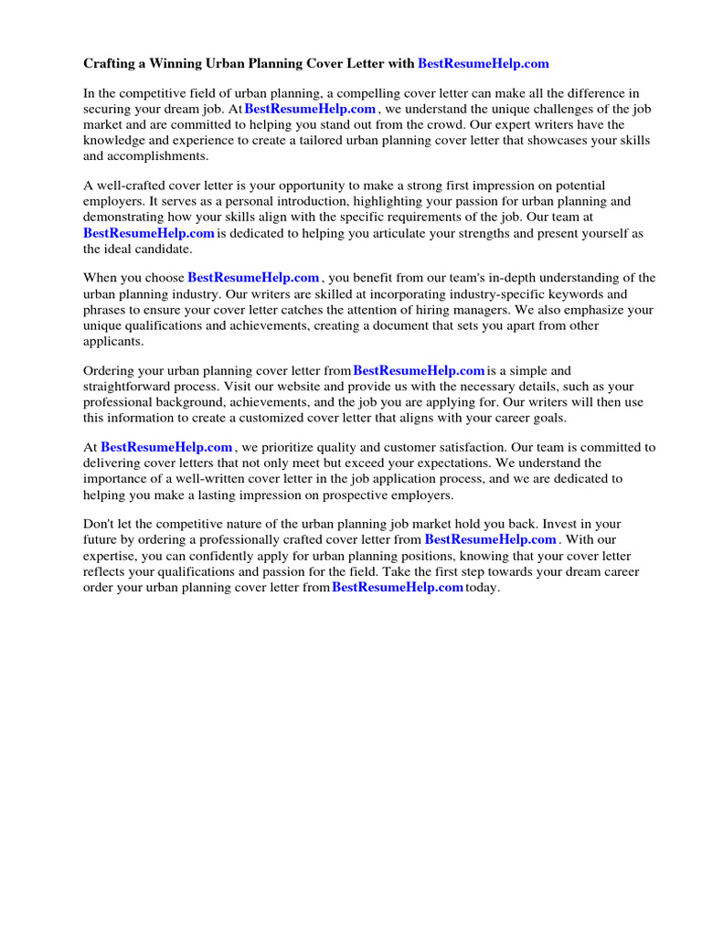 Urban Planning Cover Letter | PDF | Résumé | Urban Planning