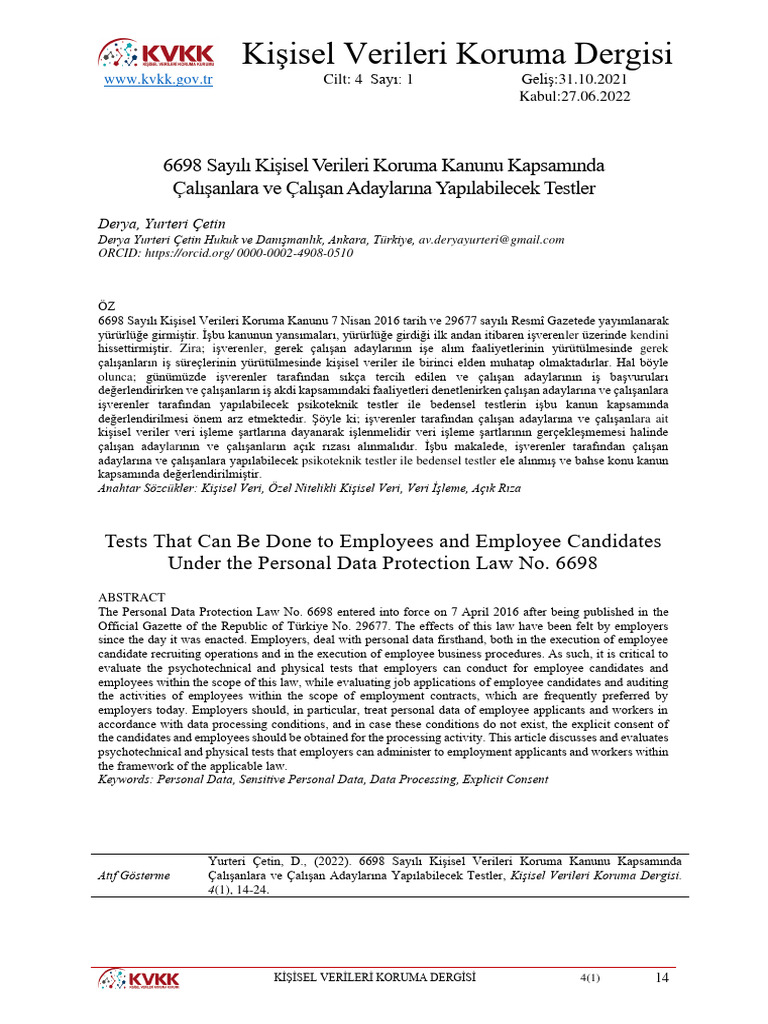 6698 Say - L - Ki - Isel Verileri Koruma Kanunu Kapsam - Nda - Al - Anlara Ve - Al - An Adaylar ...