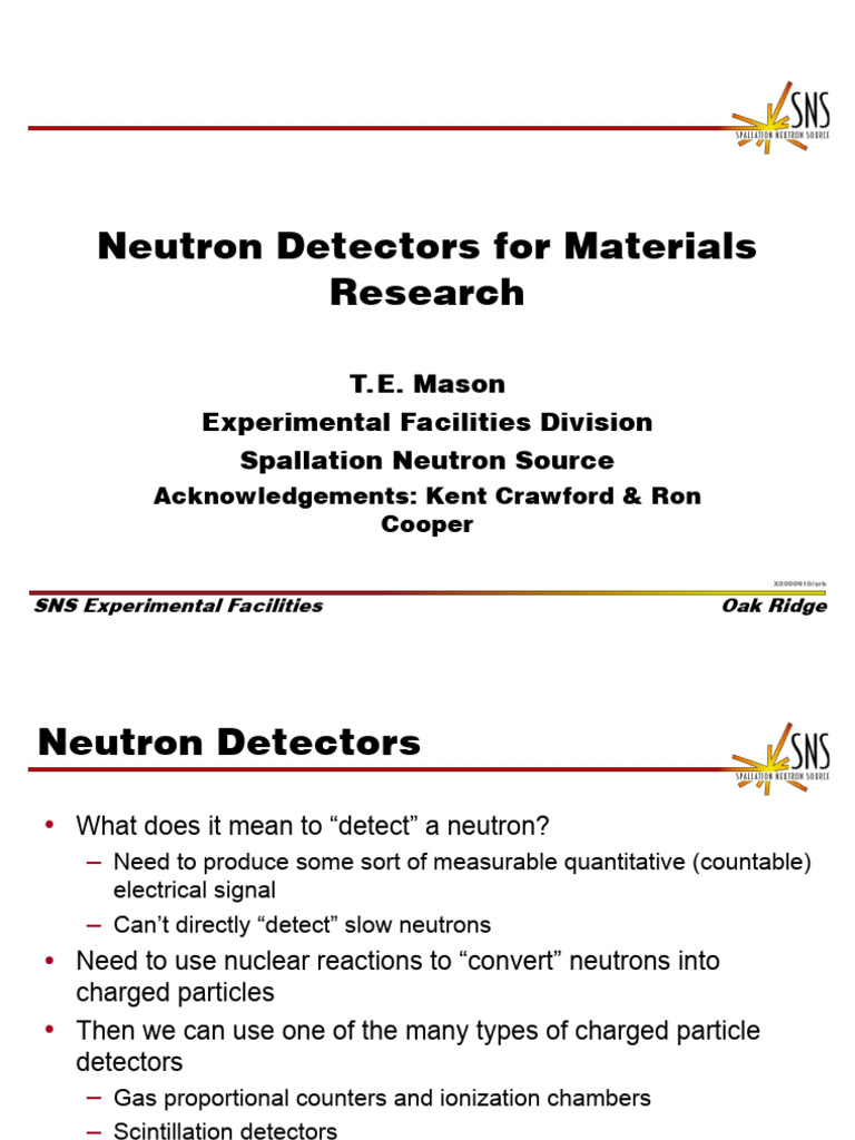 Neutron Detection Techniques Overview | PDF | Neutron | Physical Sciences