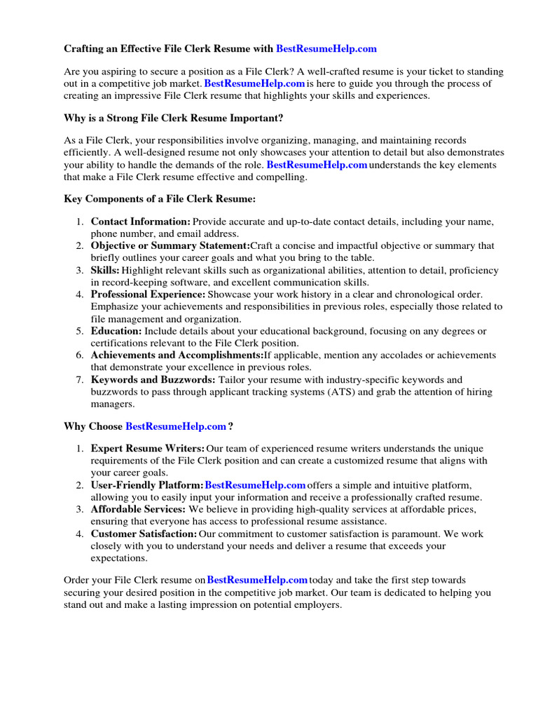 File Clerk Resume | PDF | Résumé | Computer File