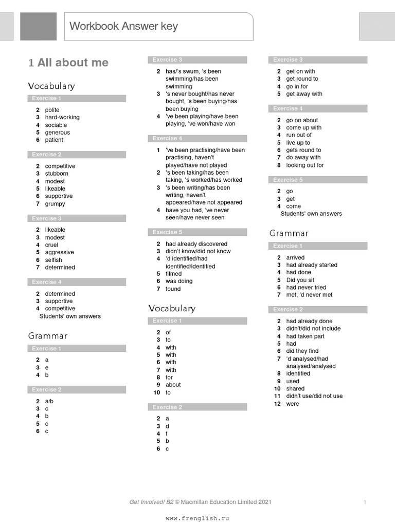 Get Involved b2 Workbook Keys | PDF | Linguistics | Human Communication Get Involved b2 Workbook Keys | PDF | Linguistics | Human Communication
