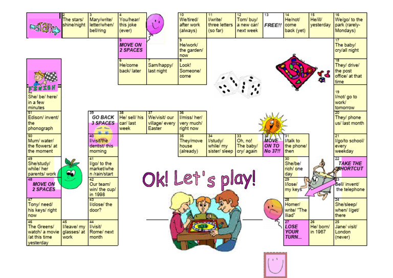 Board Game Verb Tenses ESL | PDF